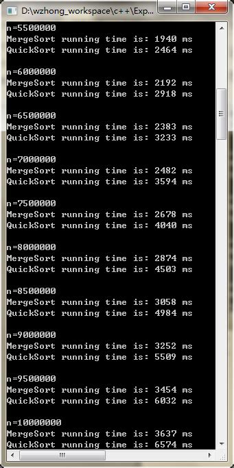 合并排序和快速排序执行时间比较 Stwzhong 博客园