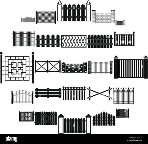Fence Icons Set Simple Illustration Of 25 Fence Vector Icons For Web Stock Vector Image And Art