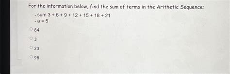 Solved For The Information Below Find The Sum Of Terms In Chegg Com