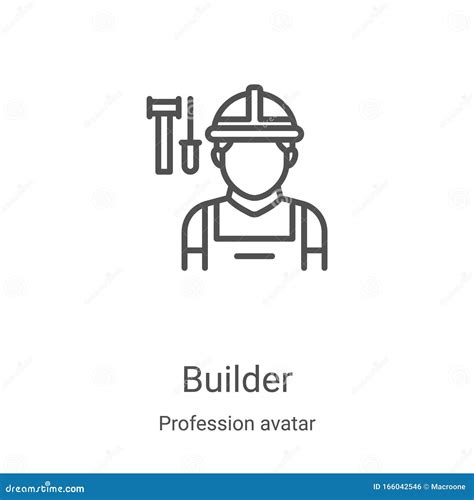Builder Icon Vector From Profession Avatar Collection Thin Line Builder Outline Icon Vector