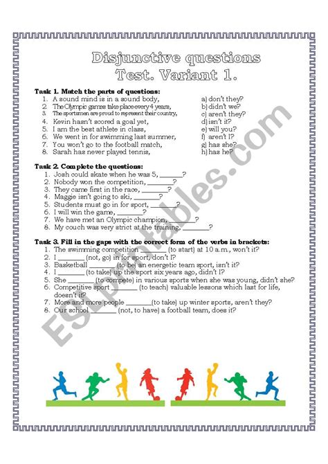Disjunctive Questions Test Esl Worksheet By Yuliya888