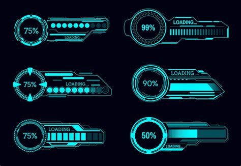 Futuristic Loading Progress Bars Vector Design