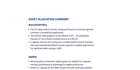 Asset Allocation Summary 2024 Economic And Market Outlook
