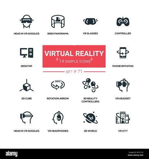 Virtual Reality Line Design Silhouette Icons Set Stock Vector Image And Art Alamy