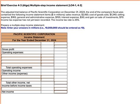 Brief Exercise 4 3 Algo Multiple Step Income Statement Lo4 14 3 The