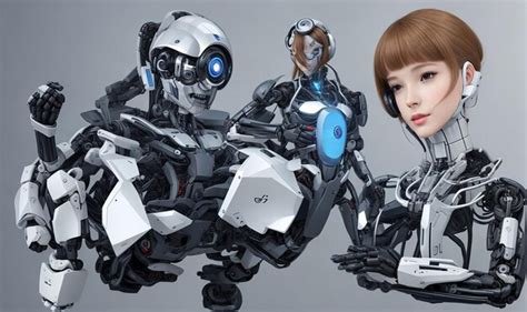 Realista Una Mujer En Una Prenda De Robot De Computación Y Hiper