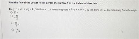 Solved Find The Flux Of The Vector Field F Across The Chegg