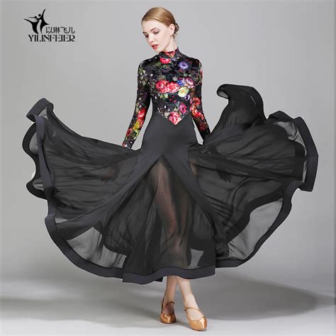 以琳飞儿丝绒登舞裙1731国标舞蹈交谊舞比赛服装女大摆连衣裙 虎窝淘