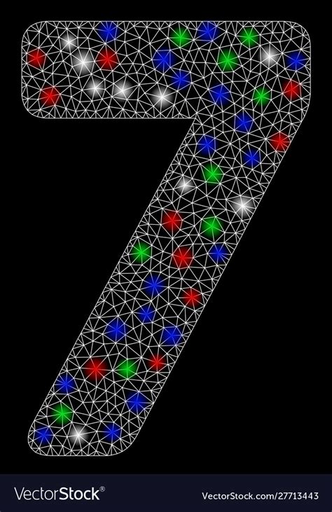 Bright Mesh Wire Frame 7 Digit With Flare Spots Vector Image