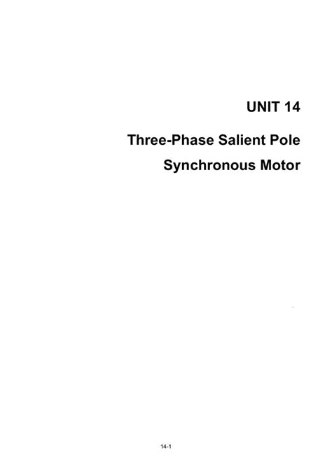 Unit 14 Three Phase Salient Pole Synchronous Motor