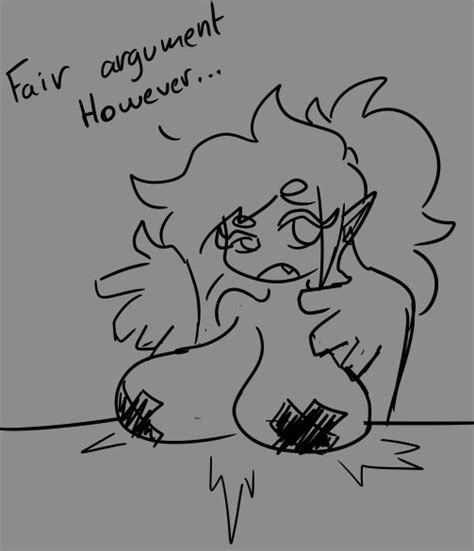 Rule 34 Annoyed Expression Argument Big Breasts Covered Nipples Doodle Echo Nanachix3 Friday