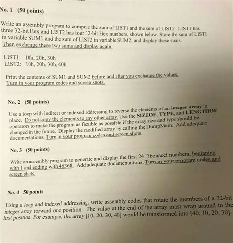 No 1 50 Points Write An Assembly Program To Compute