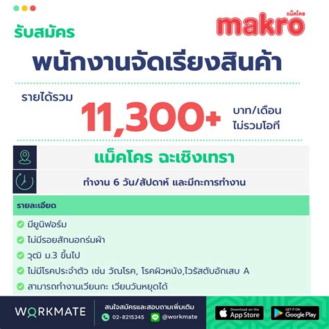 🔥รับพนักงานประจำแม็คโคร สาขา Workmate Thailand