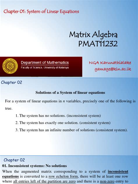 Chapter02 System Of Linear Equations Part 02 Pdf System Of Linear