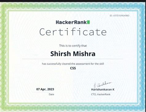 shirsh mishra on linkedin css hackerrank webdevelopment