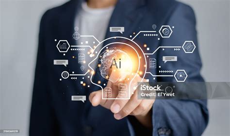 기술을 사용하는 사람 스마트 로봇 Ai 챗봇 Ai와 채팅 인공 지능 인공지능은 명령어를 입력하여 무언가를 생성하고 미래형 기술 혁신을 일으킵니다 Ai 프롬프트에 대한 스톡