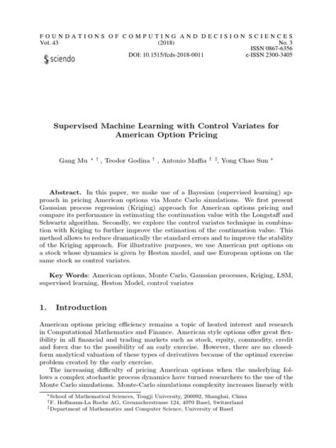 Supervised Machine Learning With Control Variates For American Option
