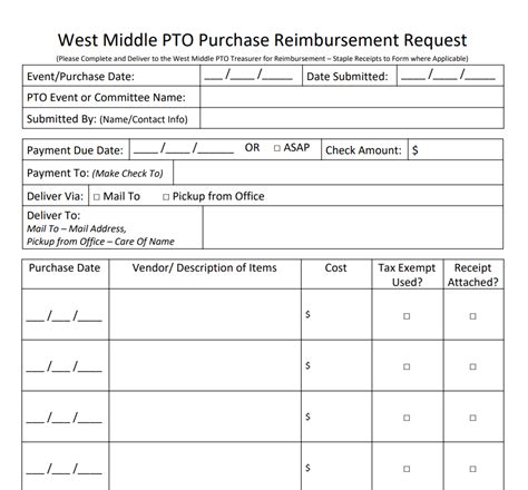 Printable Template Reimbursement Form Printable Forms Free Online