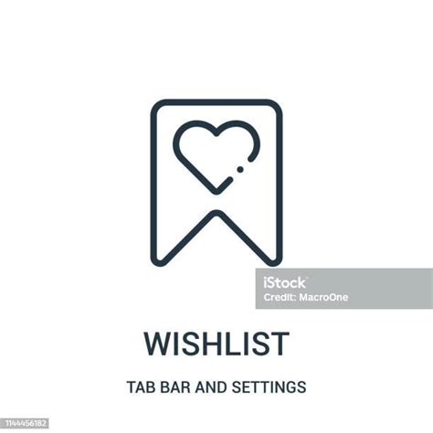 탭 모음 및 설정 컬렉션에서 위시 리스트 아이콘 벡터 얇은 라인 위시 리스트 개요 아이콘 벡터 일러스트 레이 션 0명에 대한 스톡 벡터 아트 및 기타 이미지 Istock