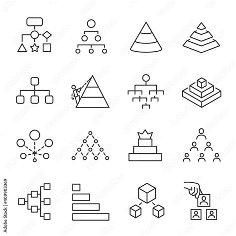 Structure Hierarchy Chart Icon Set Line With Editable Stroke Stock