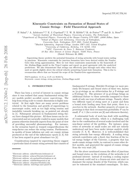 Pdf Kinematic Constraints On Formation Of Bound States Of Cosmic