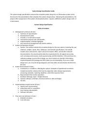SystemDesignSpecificationGuide System Design Specification Guide The System Design