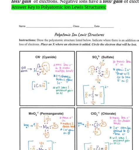 Lewis Structures Of Polyatomic Ions By Mrs Marlins Makings Tpt