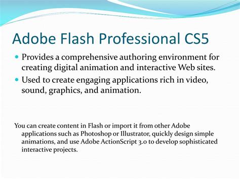 Ppt Adobe Flash Professional Cs5 Powerpoint Presentation Free Download Id1687976