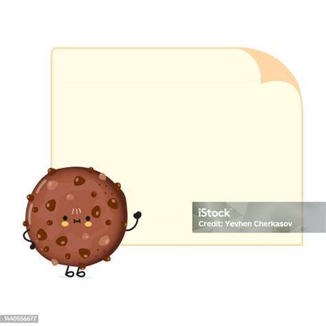 말풍선이 있는 귀여운 재미있는 초콜릿 쿠키 캐릭터 벡터 손으로 그린 만화 Kawaii 캐릭터 그림 아이콘입니다 흰색 배경에 격리