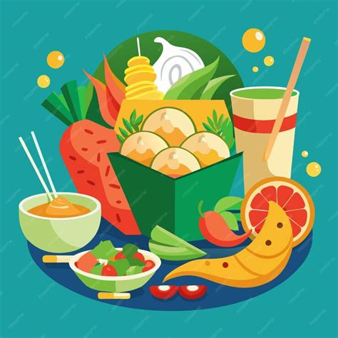 Thai Foods Vector Art Foods Vector Illustration Premium Ai Generated