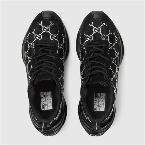 Womens Gucci Run Gg Crystal Sneaker In Black Gg Mesh Gucci® Uk