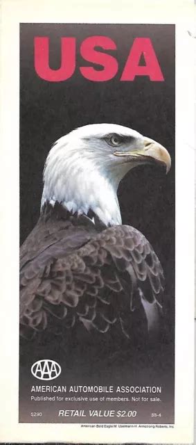 1988 Bald Eagle Road Map United States Alaska Hawaii Texas Maine