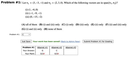 solved roblem 1 let v1 3 −3 −1 and v2 2 3 0 which of