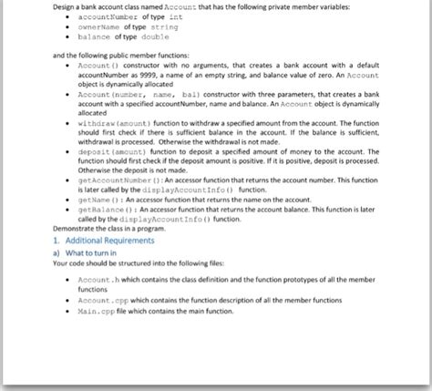 Solved Design A Bank Account Class Named Account That Has