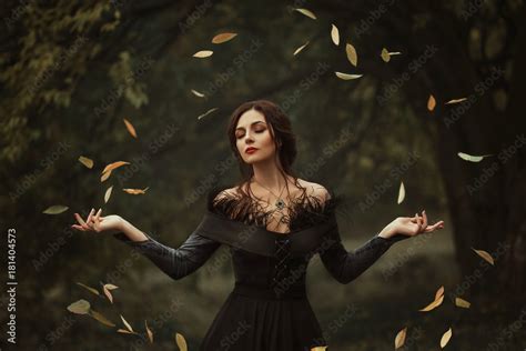 Incredible Amazing Seductive Girl In A Black Dress Magic Rotates