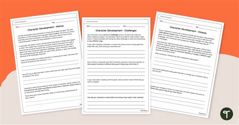 Character Development Worksheet Teach Starter Worksheets Library