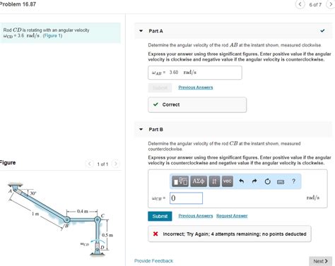 solved problem 16 87 6 of 7 rod cd is rotating with an