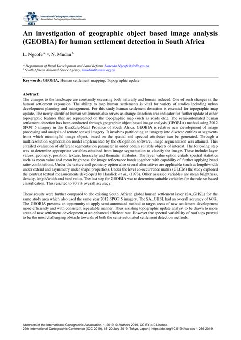 Pdf An Investigation Of Geographic Object Based Image Analysis