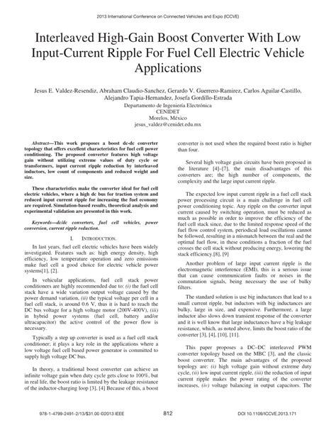 Pdf Interleaved High Gain Boost Converter With Low Input Current Ripple For Fuel Cell Electric