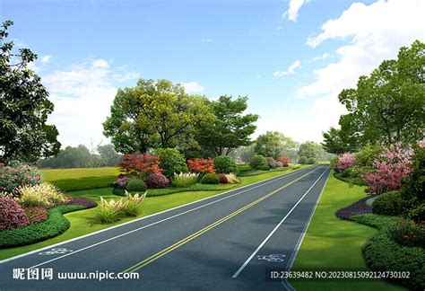 乡村道路绿化效果图设计图 景观设计 环境设计 设计图库 昵图网