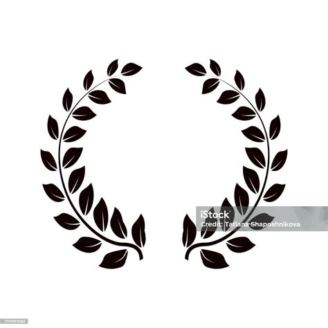 수상 아이콘입니다 웹 사이트 흰색 배경에 월계관 화환의 실루엣 1위에 대한 스톡 벡터 아트 및 기타 이미지 1위 2 위 상