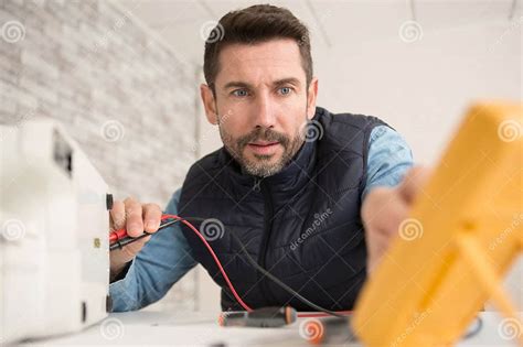 Electrical Measurements With Multimeter Tester Stock Image Image Of