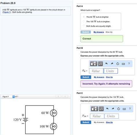 Solved Problem 28 9 Part A A 60 W Lightbulb And A 100 W