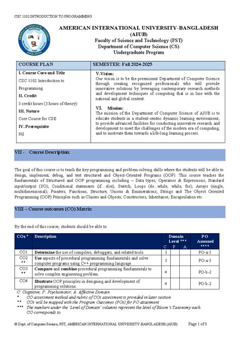 csc 1102 introduction to programming theory fall 24 25 american