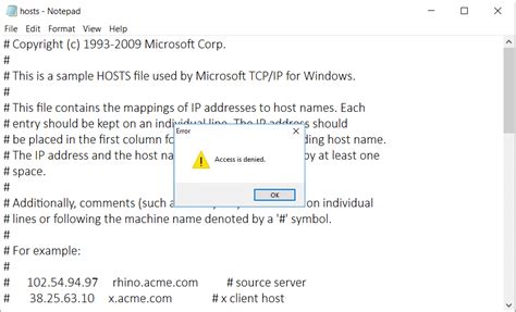 C Windows System32 Drivers Etc Hosts Access Denied Windows Diary