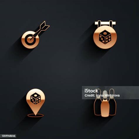 긴 그림자와 클래식 다트 보드와 화살표 게임 주사위 볼링 핀 아이콘을 설정합니다 벡터 가능성에 대한 스톡 벡터 아트 및 기타 이미지 가능성 경쟁 과녁 Istock