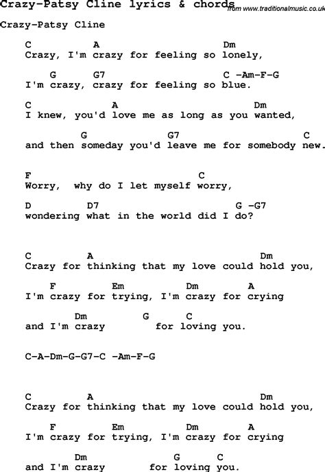 Love Song Lyrics For Crazypatsy Cline With Chords For