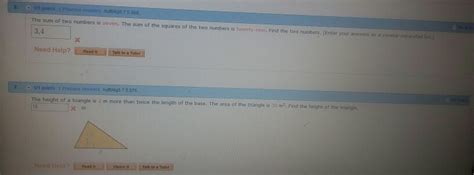 Solved The Sum Of Two Numbers Is Seven The Sum Of The Chegg Com
