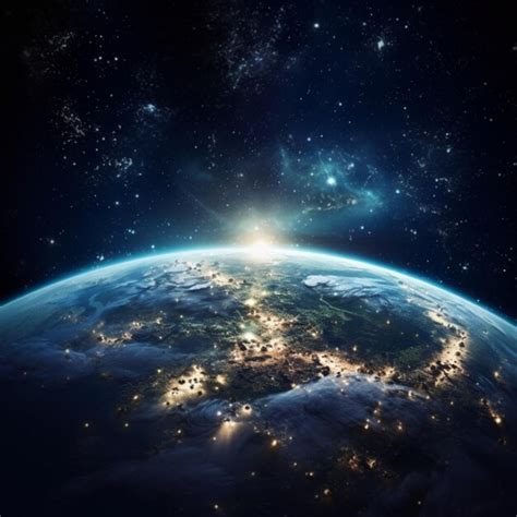 Imagen Realista De La Mitad De La Tierra Vista Desde El Espacio Cielo Estrellado Alrededor