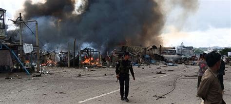 စစ်ကောင်စီ လေကြောင်းဗုံးကြဲ ကွတ်ခိုင်မြို့မဈေး အားလုံးနီးပါး မီးလောင